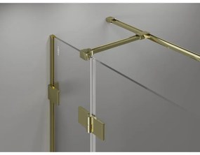 Mexen Lunar T, sklápěcí sprchový kout levý 110 x 110 cm, 8mm čiré sklo, zlatý profil, 834T-110-110-50-00-L