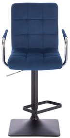 LuxuryForm Barová židle VERONA VELUR na černé základně - modrá