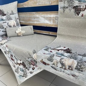 Gobelínový ubrus - Vánoční lední medvědi - Béžová - 40*100 cm