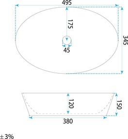 Rea Astoria, umyvadlo na desku 409x340x150 mm, bílá lesklá, REA-U0641