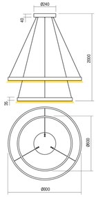 Redo 01-2894 závěsné LED svítidlo stmívatelné Febe pískově bílé, 82W, 4000K, ø80cm