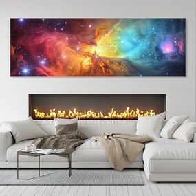 Obraz na plátně - Hvězdy obklopené barevnou Galaxií FeelHappy.cz Velikost obrazu: 150 x 50 cm