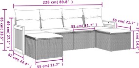 6dílná zahradní sedací souprava s polštáři šedá polyratan 3227902