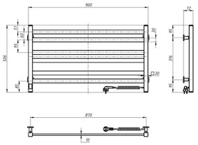 Koupelnový žebříkový radiátor s term. AVANGARD 316W/230V 50,6 cm IP44 bílá pravá