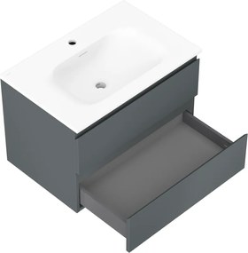 Mexen Orio, koupelnová skříňka 70 cm s umyvadlem Vela, 2 zásuvky, grafitová matná/bílá matná, 91A10-07047-2-BFF66-W23M01