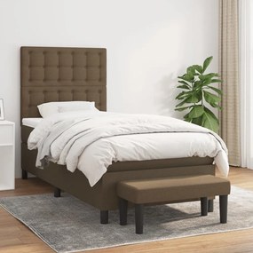 Box spring postel s matrací tmavě hnědá 90x200 cm textil,  3136888