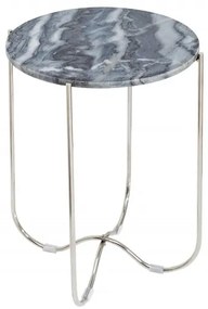 Noble Home Odkládací stolek Dastus III, šedý mramor, stříbrná