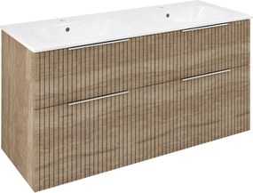 Sapho Cirasa - Umyvadlová skříňka Strip 118x64x46 cm, 4x zásuvka, dub alabama CR121-2322-21