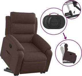 Zvedací polohovací křeslo tmavě hnědé textil 3204985