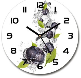 Wallmuralia Skleněné hodiny na stěnu Borůvky s ledem fi 30 cm