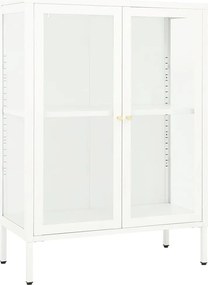 Příborník bílý 75 x 35 x 105 cm ocel a sklo 336071
