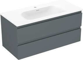 Mexen Orio, koupelnová skříňka 100 cm s umyvadlem Vela, 2 zásuvky, grafitová matná/bílá matná, 91A10-10047-2-BFF66-W23M01
