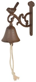 Zahradní zvonek Birdie, 15,5x14,5 cm, litina, hnědá