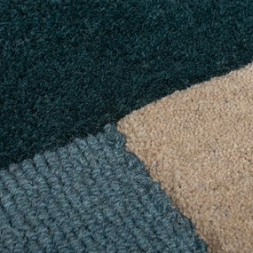 Flair Rugs, Ručně všívaný kusový koberec Abstract Labyrinth Shaped Green/Blue, 150x240, modrá, chodba / předsíň