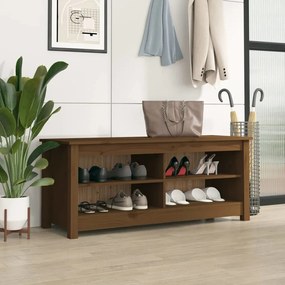 vidaXL Lavice s botníkem 110 x 38 x 45,5 cm masivní borovice [813775] Barva: medová hnědá