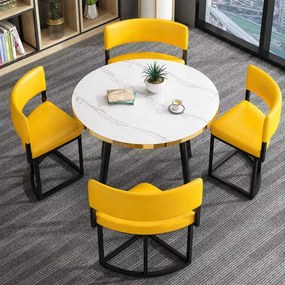 LuxuryForm DESIGN Jídelní set MONTE 4+1 - žlutý / bílý