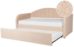 Buklé postel rozkládací  90 x 200 cm broskvová  EYBURIE Beliani