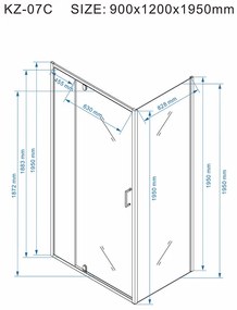 BPS-koupelny Obdélníkový sprchový kout HYD-OK07C 120x90 bílá/transparent - bez vaničky