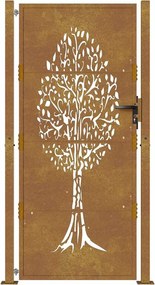 Zahradní branka 100 x 175 cm z cortenové oceli, design stromu 153164