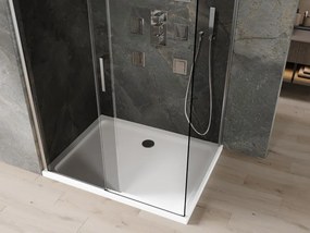 Mexen Omega posuvná sprchová kabina 100 x 90 cm, grafit, chrom + vanička Flat, bílá - 825-100-090-01-40-4010