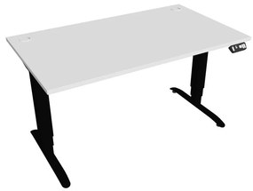 Elektr. nastavitelný stůl 140x80 s pamětí - HOBIS MOTION MS 3M 1400 Dekor stolové desky: bílá, Barva kovové podnože: černá