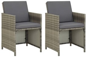 Zahradní židle 2 ks s poduškami polyratan šedé,  311907
