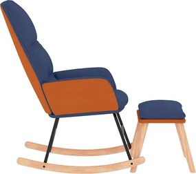 Houpací křeslo se stoličkou modré textil 3097405