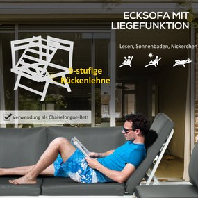 Outsunny 4-dílná souprava zahradního nábytku, balkonová souprava se svařitelným pohovkou, dvojitým křeslem, konferenčním stolkem, zahradní lounge sou…