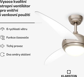 Klarstein El Paso stropní ventilátor se světlem | 132 cm | 35 W | Tichý provoz | Dřevo