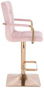 LuxuryForm Barová židle VERONA GOLD VELUR na zlaté hranaté základně - růžová