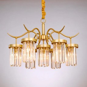 Toolight - Křišťálová závěsná svítilna 7xE27 60W, zlatá, OSW-08915