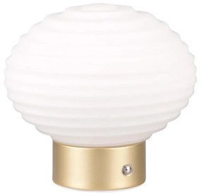 Stmívatelná LED stolní lampa v bílé a zlaté barvě se skleněným stínidlem (výška 14,5 cm) Earl – Trio