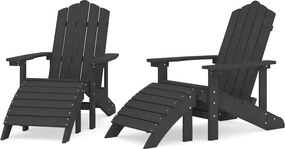 Zahradní křesla Adirondack 2 ks s podnožkami HDPE antracitová 3095697