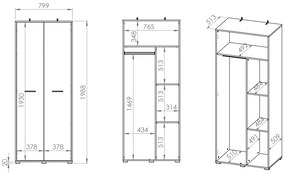 Dvoudveřová předsíňová skříň RUAN - světlý dub sonoma