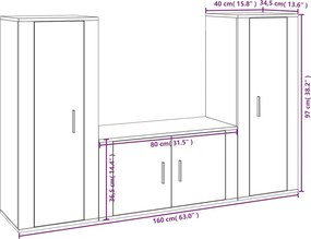 vidaXL 3dílný set TV skříněk kompozitní dřevo [3188750] Barva: Černá