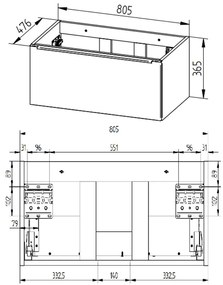 Mereo Mereo, Mailo, koupelnová skříňka s keramickým umyvadlem 81 cm, bílá, dub, antracit, CN536