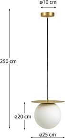 Bílé/ve zlaté barvě kovové závěsné svítidlo se skleněným stínidlem ø 25 cm Brisia – Kave Home