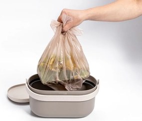 PLASTIA s.r.o. Nádoba na bioodpad s rámečkem a sáčky, taupe + slonová kost s káv.sedl., 3,1 l