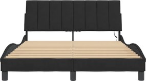 Rám postele s LED osvětlením bez matrace Hanko černý 140 x 200 cm samet 3213783