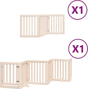 Zábrana pro psy s dvířky skládací 9 panelů 450 cm topol 3155641