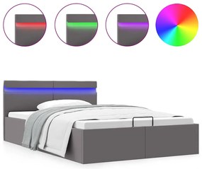 vidaXL Rám postele LED s úložným prostorem šedý umělá kůže 140x200 cm