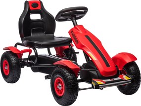 HOMCOM Pedal Go-Kart pro děti od 5 let, pedálové auto s nastavitelným sedadlem, gumovými pneumatikami a ruční brzdou pro chlapce a dívky do 50 kg, roz