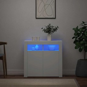 vidaXL Příborník s LED osvětlením 80 x 35 x 75 cm [804334] Barva: Bílá
