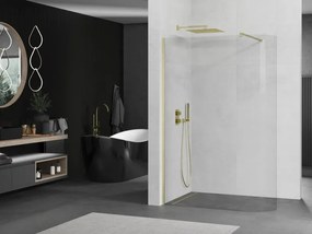 Mexen Kioto, sprchová zástěna Walk-In 100 x 200 cm, 8mm čiré sklo, zlatý matný profil, 800-100-101-55-06