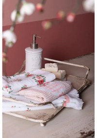 Bílý kuchyňský froté ručník s růžemi – 40x66 cm