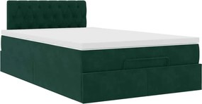 Osmanský rám postele s matrací tmavě zelená 120x200cm samet 3312689