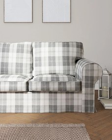 Potah na pohovku IKEA  Ektorp 3-místná, rozkládací STARÝ MODEL PIXBO barva šedá látka pletený vzor, vzorované