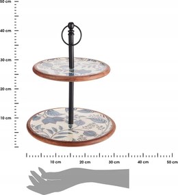 Dvoupatrový podnos LOSY 42 cm z masivu vícebarevný