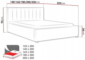 Manželská postel s roštem 140x200 TARNEWITZ 2 - krémová