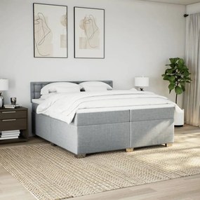 Box spring postel s matrací světle šedá 200 x 200 cm textil 3288309